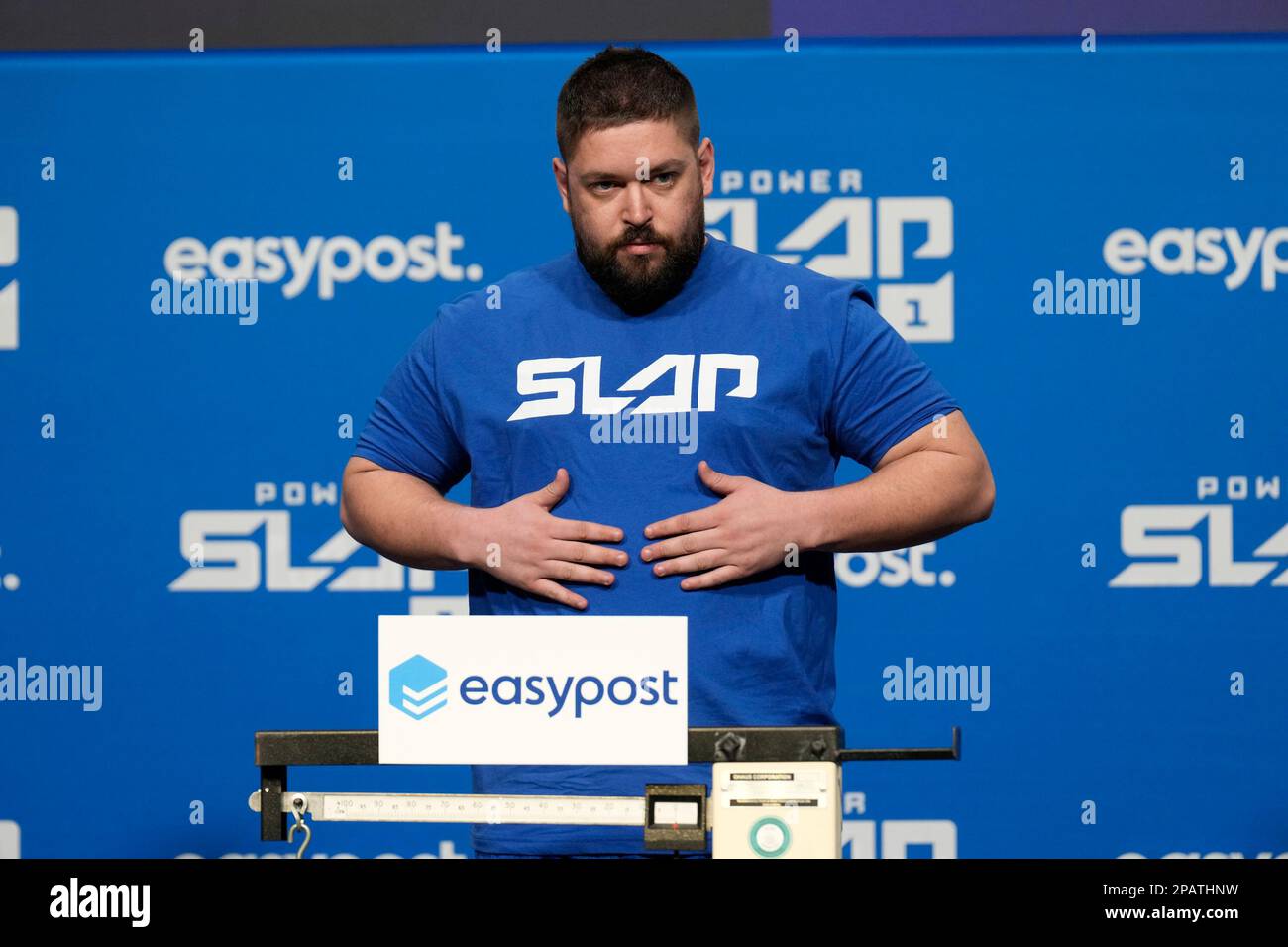 LAS VEGAS, NV - MARCH 10: Duane Crespo steps on the scale for the ...