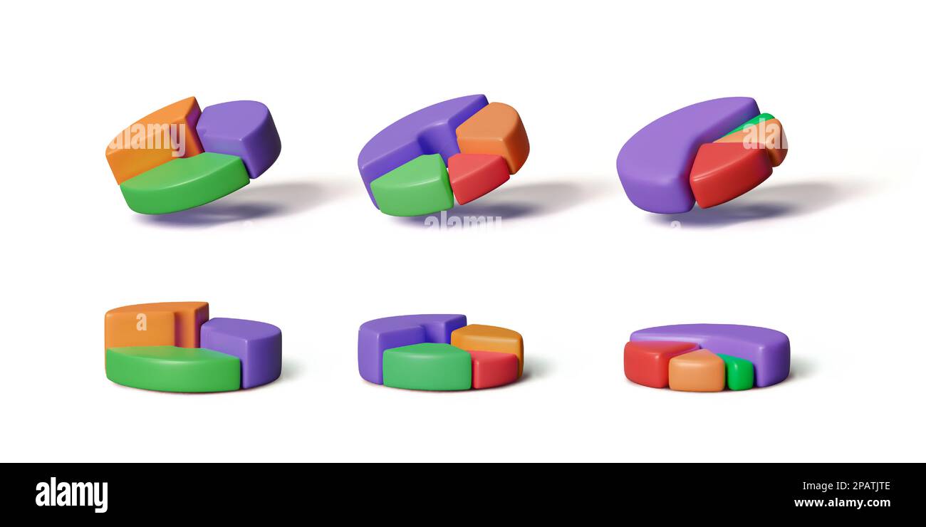 Set of Donut charts. 3D circular diagrams for infographics concept and ...