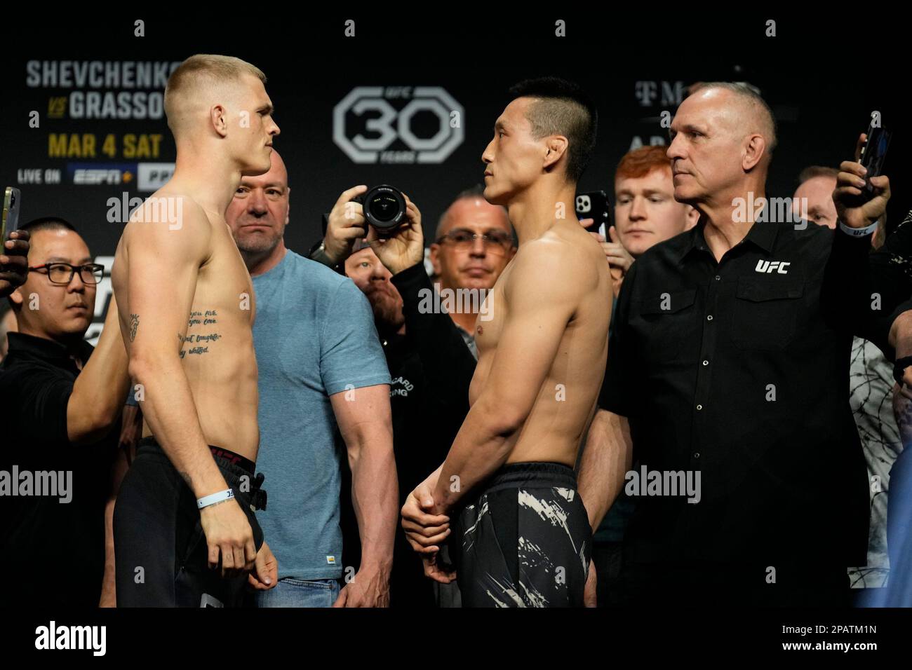 LAS VEGAS, NV - March 3: (L) Ian Garry and Song Kenan face-off at the ...