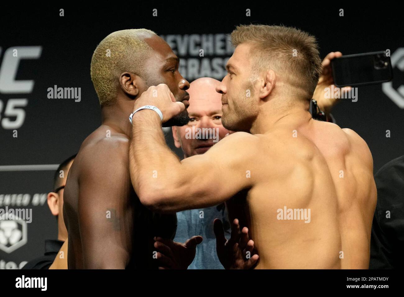 LAS VEGAS, NV - March 3: (L) Derek Brunson and Dricus Du Plessis face ...