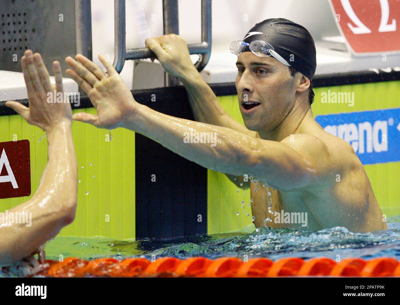 US swimmer Randall Bal reacts after the men's 100 meters backstroke ...