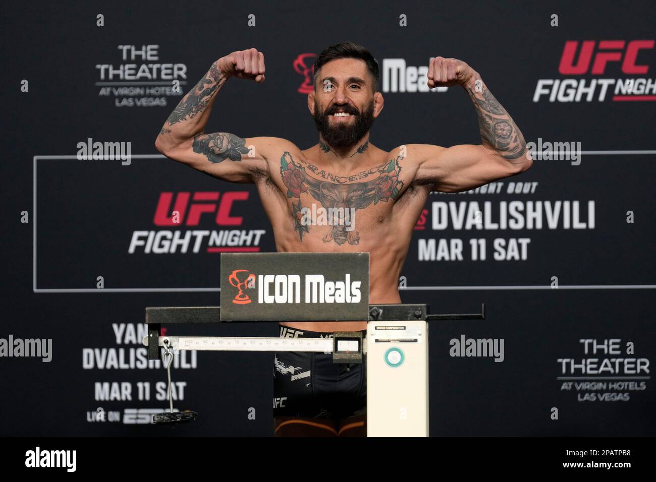 LAS VEGAS, NV - MARCH 10: Guido Cannetti steps on the scale for the ...