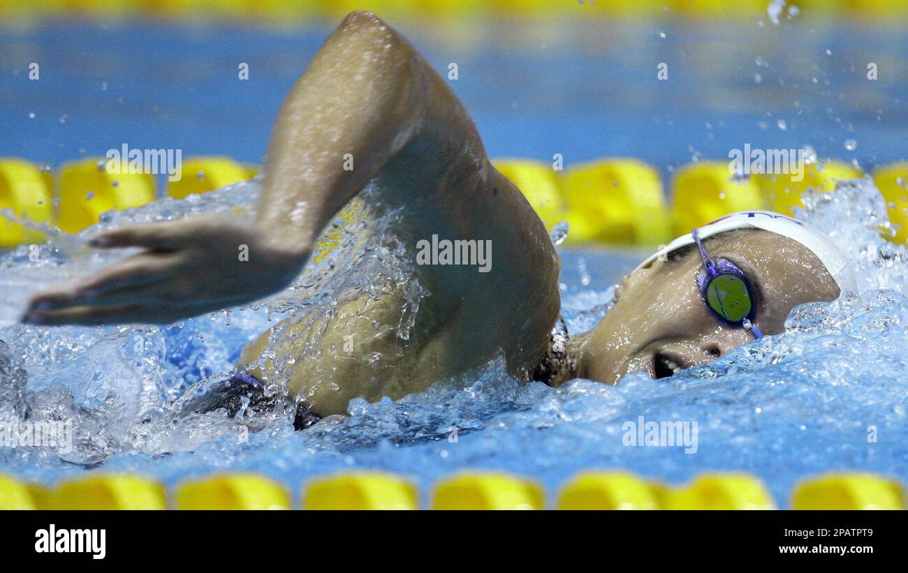 France's swimmer Laure Manaudou swims during her 200 meter women's ...