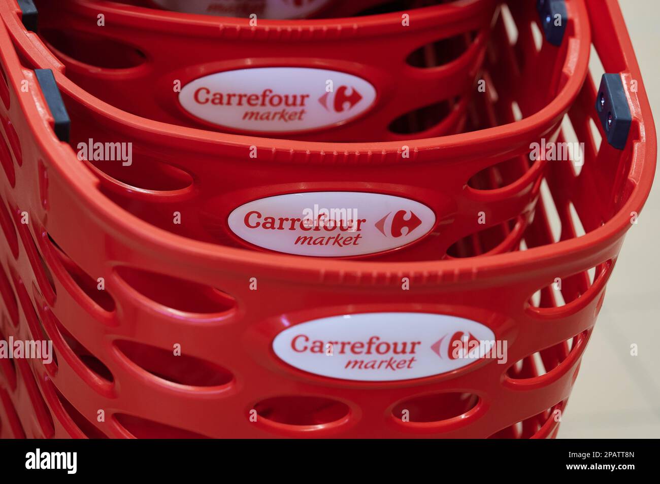 a shopping cart from a famous French retail chain Stock Photo - Alamy