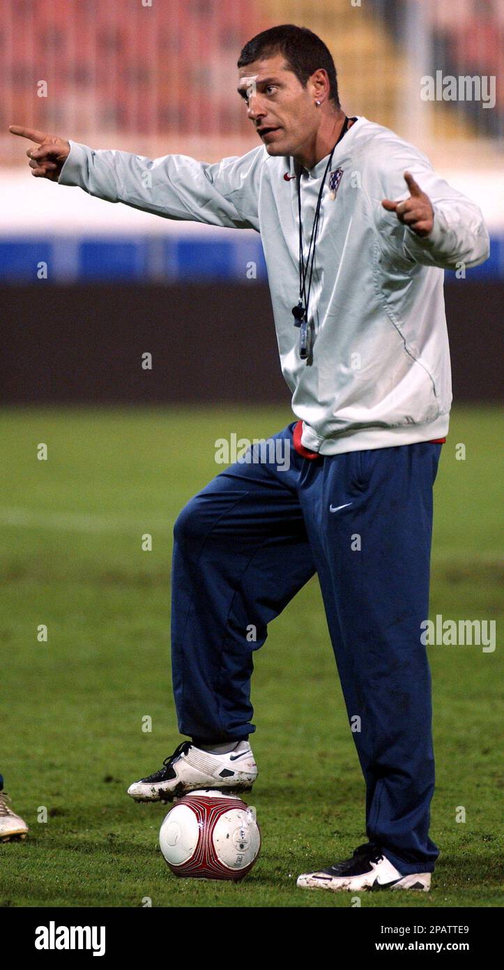 Head coach of Croatia's national soccer team Slaven Bilic conducts a ...