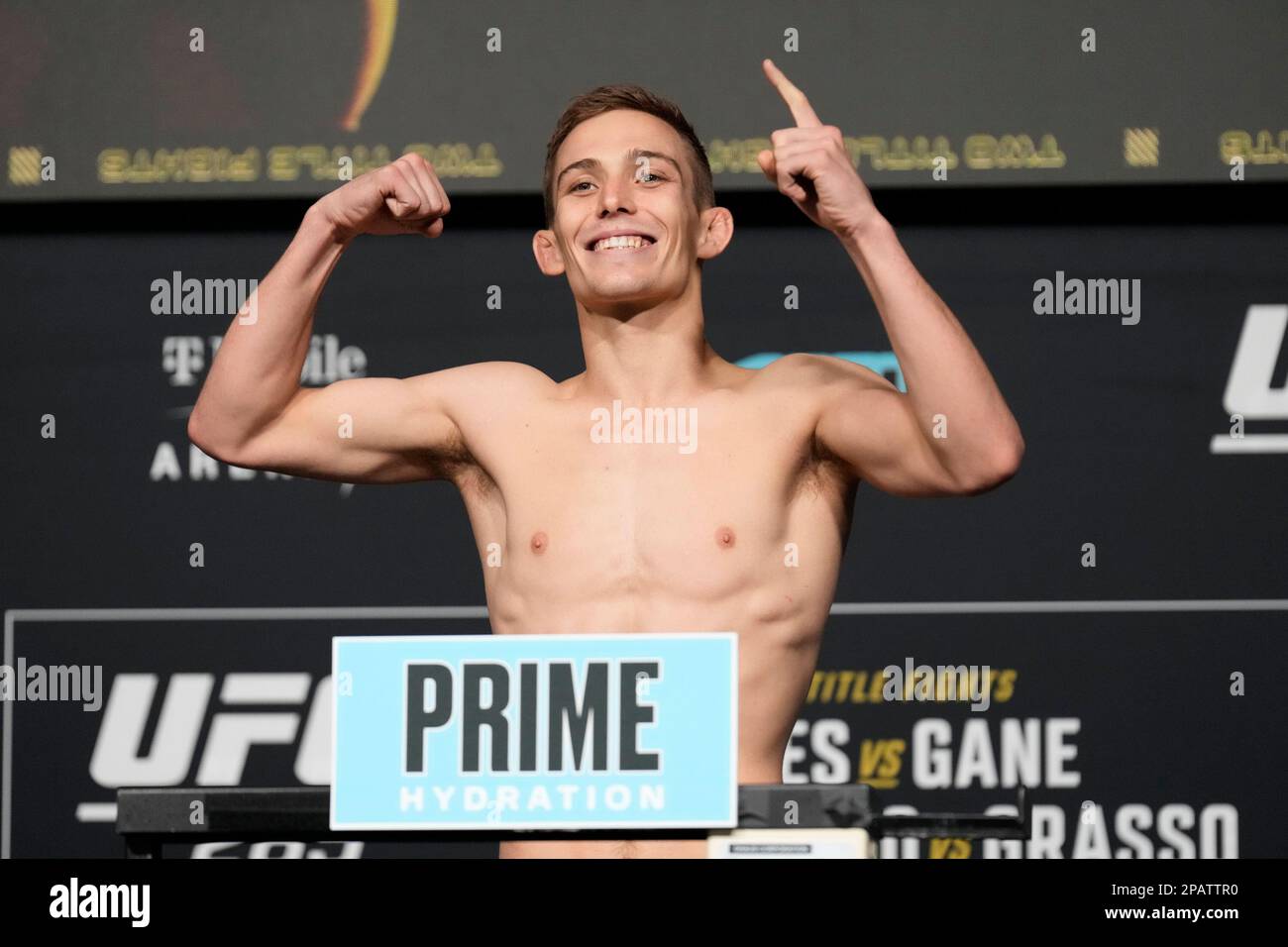 LAS VEGAS, NV - March 3: Cameron Saaiman on the scale for the official ...