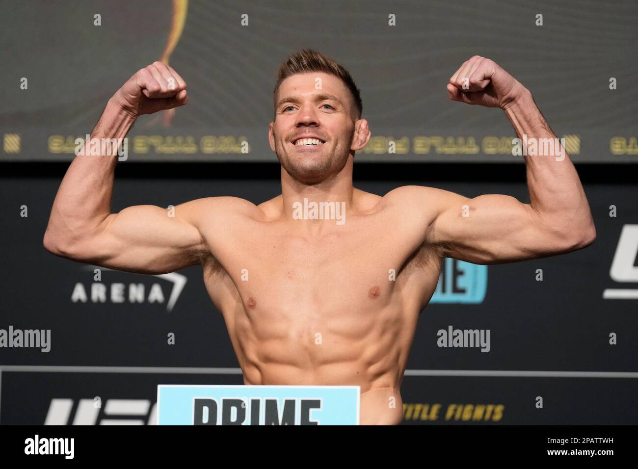 LAS VEGAS, NV - March 3: Dricus Du Plessis on the scale for the ...