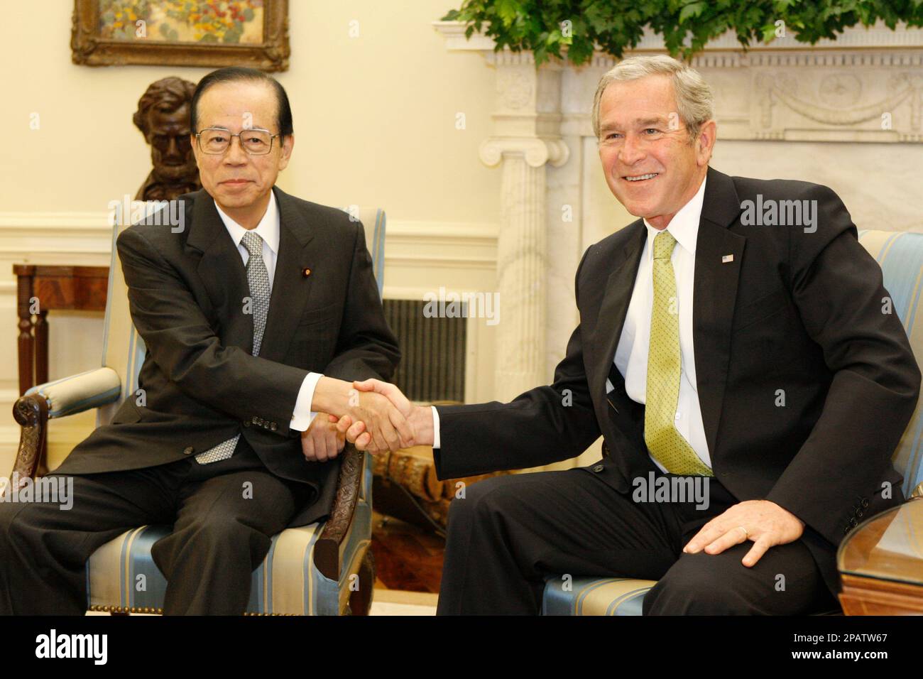 President Bush, right, meets with Japanese Prime Minister Yasuo Fukuda ...
