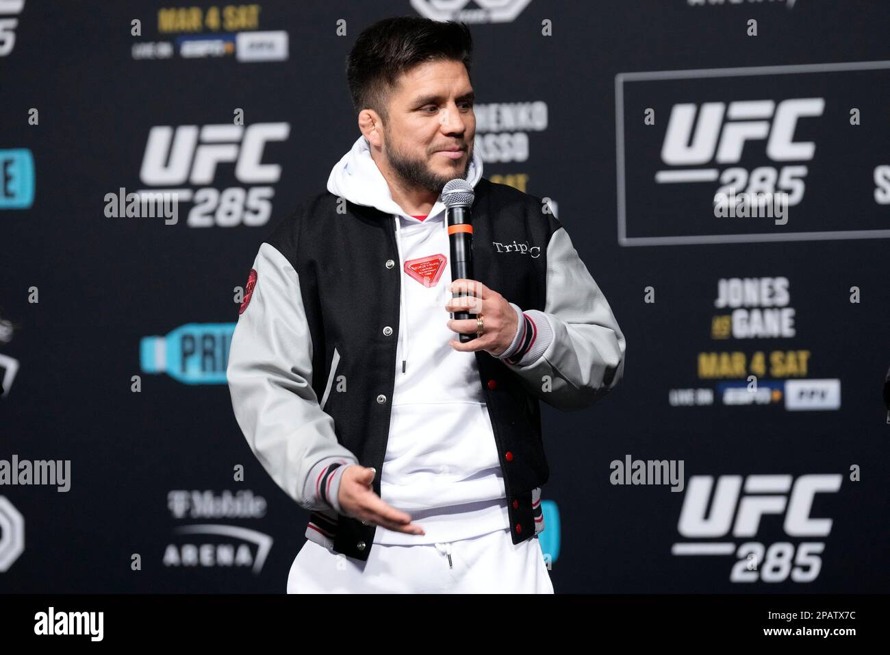 LAS VEGAS, NV - March 3: Henry Cejudo receives his 50x USADA jacket and ...