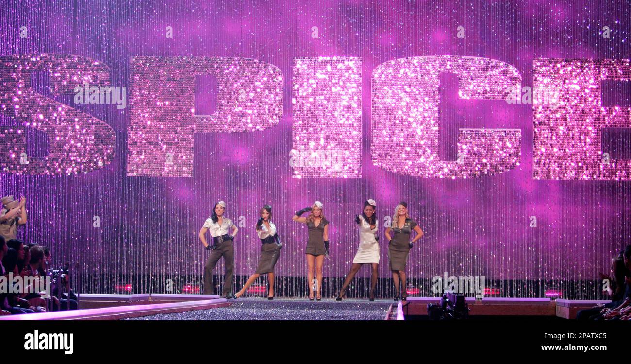 The Spice Girls, from left, Melanie Chisholm, Victoria Beckham, Geri ...