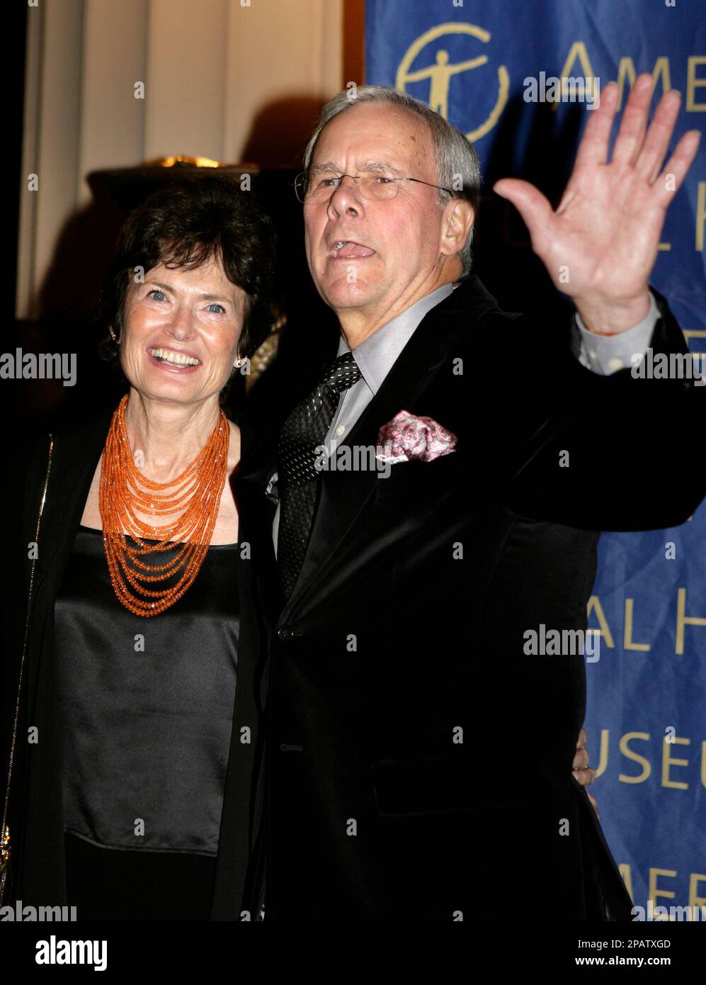 Tom Brokaw and his wife Meredith Lynn Auld arrive for the gala at the ...
