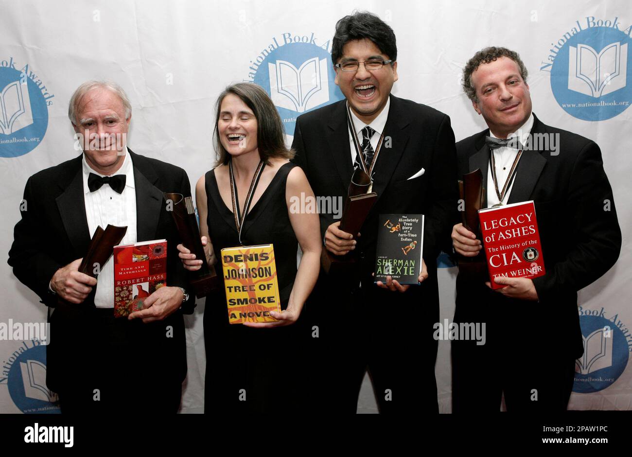 From left, Robert Hass, Cindy Johnson, Sherman Alexie and Tim Weiner ...
