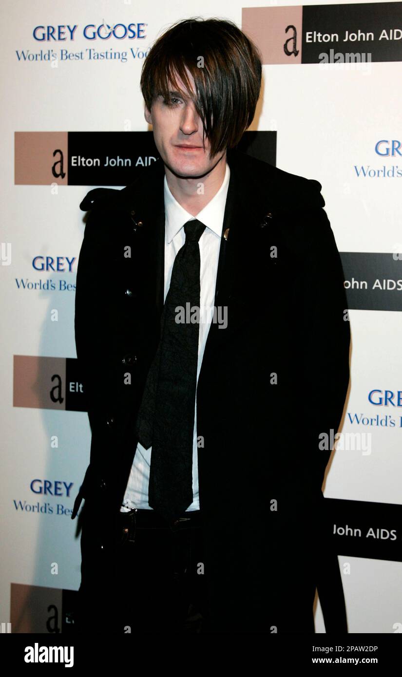 British designer Gareth Pugh arrives for the Elton John AIDS Foundation ...