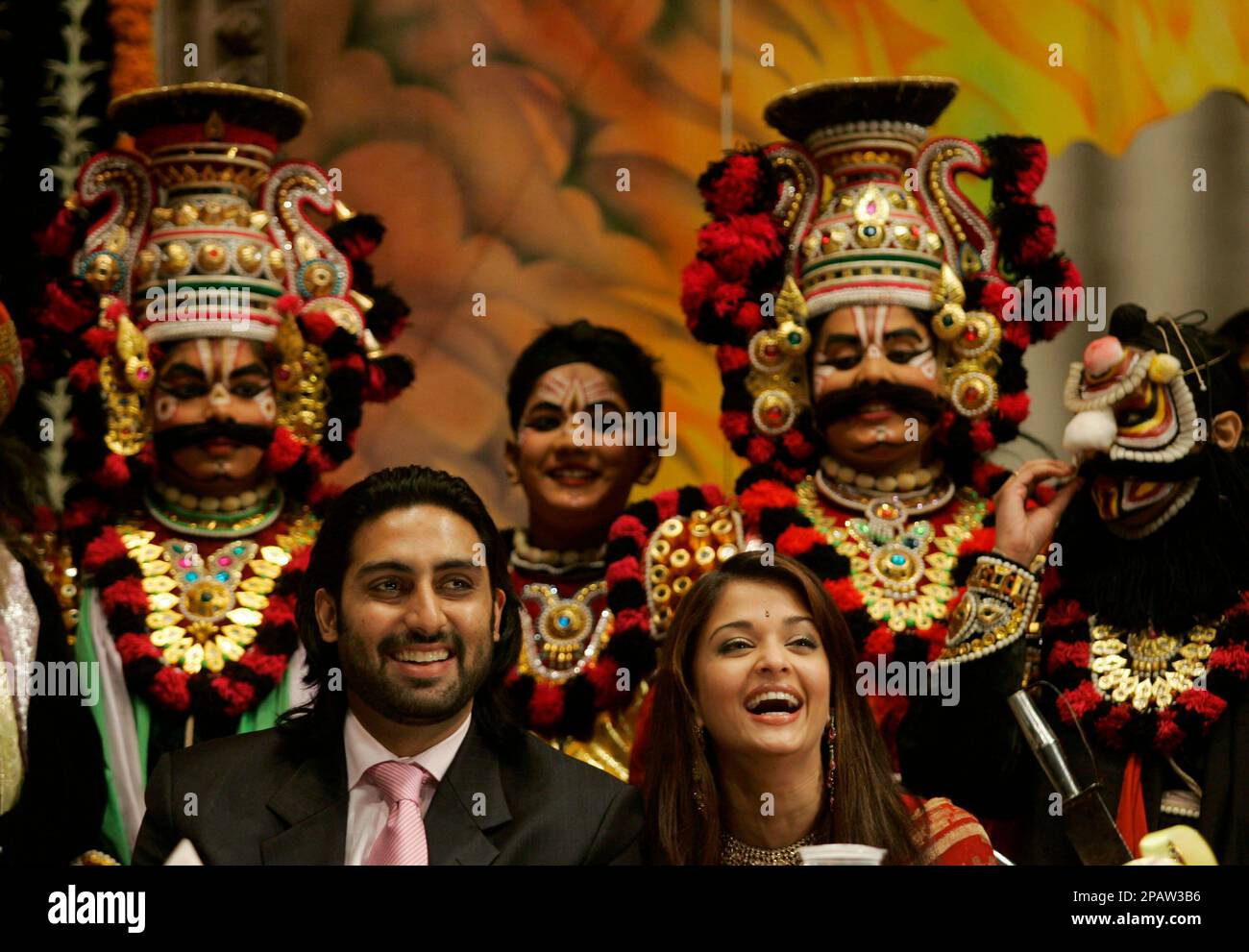 Bollywood actors Abhishek Bachchan with his wife Aishwarya Rai Bachchan ...