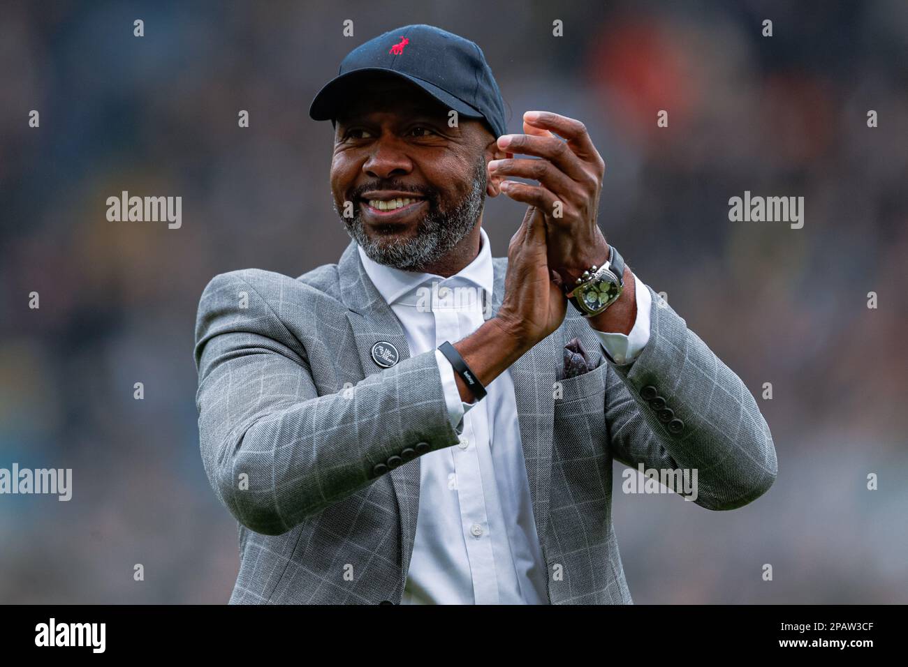 Leeds United Legend Lucas Radebe claps the fans before the Premier ...