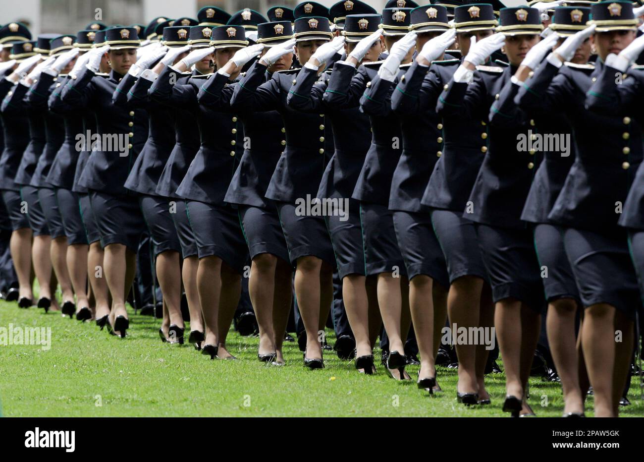 Female police cadets parade during a graduation ceremony at the ...