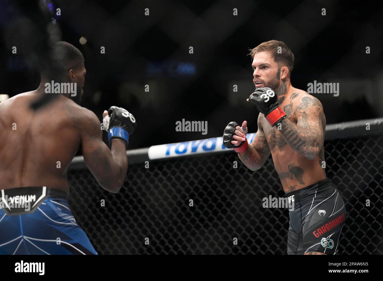 LAS VEGAS, NV - MARCH 4: (R-L) Cody Garbrandt battles Trevin Jones in ...