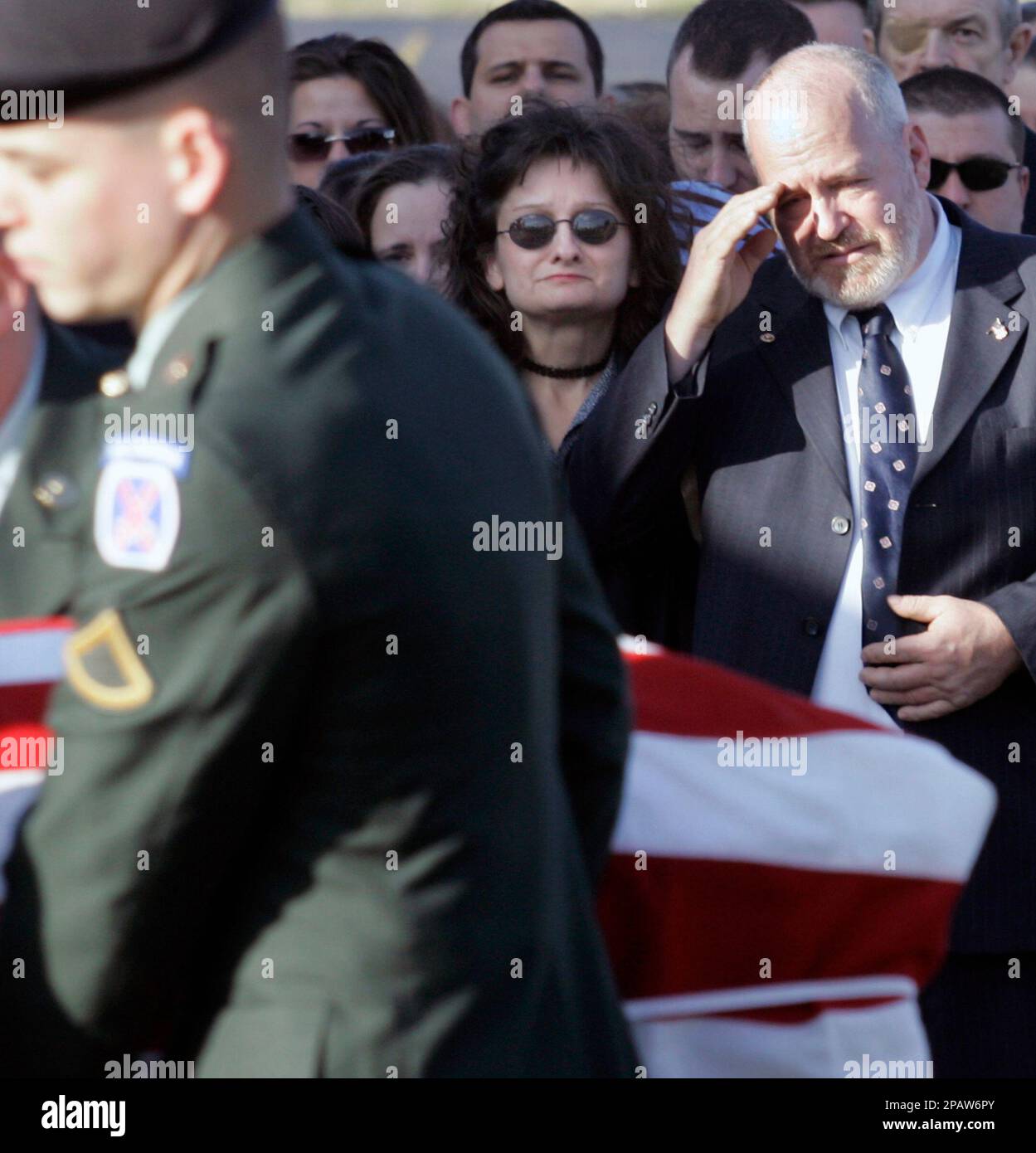Ronald and Brenda Shaw salute their son, U.S.Army Sgt. Daniel Shaw ...