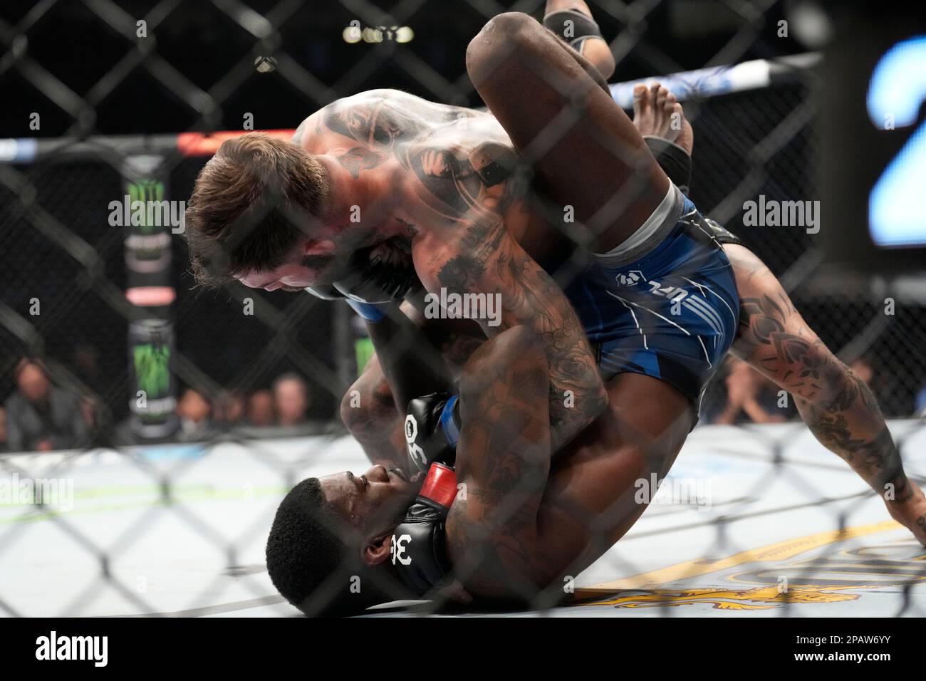 LAS VEGAS, NV - MARCH 4: Cody Garbrandt (top) controls the body of ...