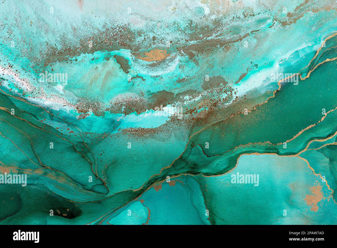 Green gold abstract background of marble liquid ink art painting on ...