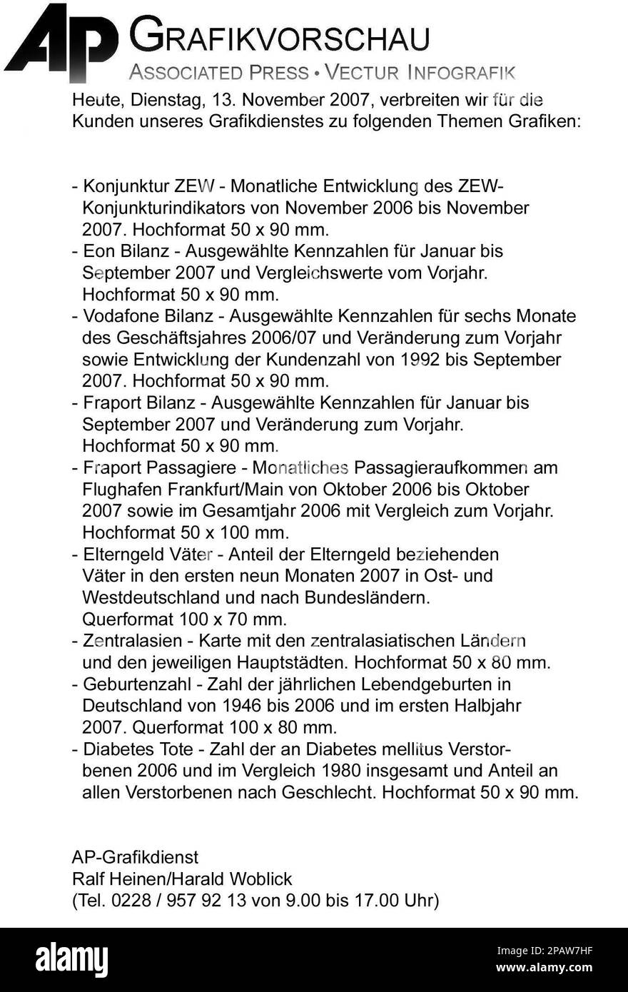 Grafikvorschau mit Groessen fuer Dienstag, 13. November 2007 Stock ...