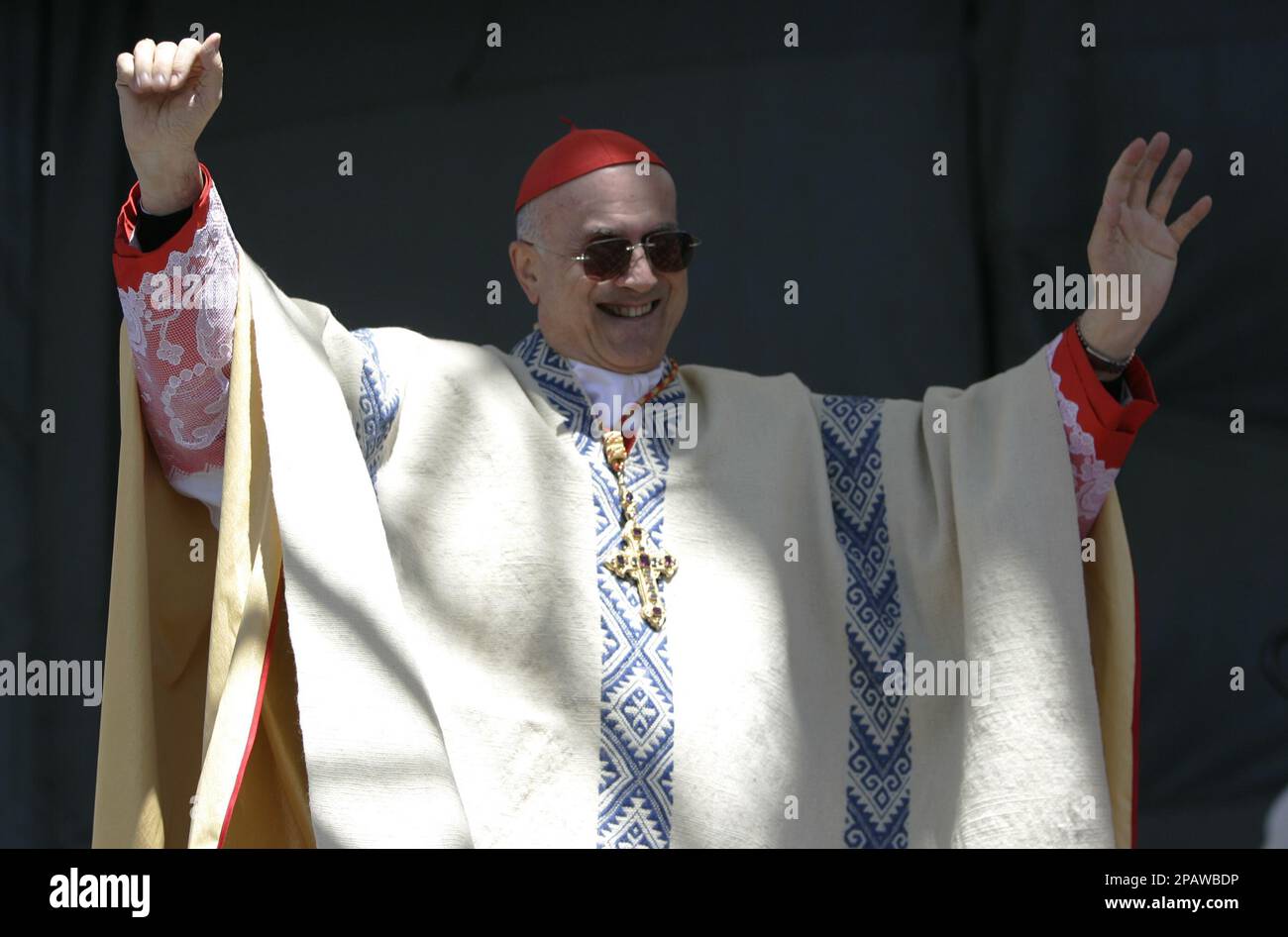 Vatican Secretary of State Cardinal Tarcisio Bertone, wearing a ...
