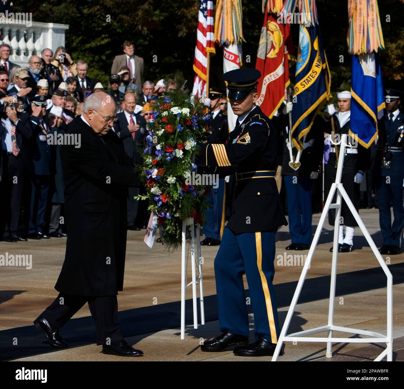 Vice President Dick Cheney lays a wreath to the Tomb of the Unknowns in ...