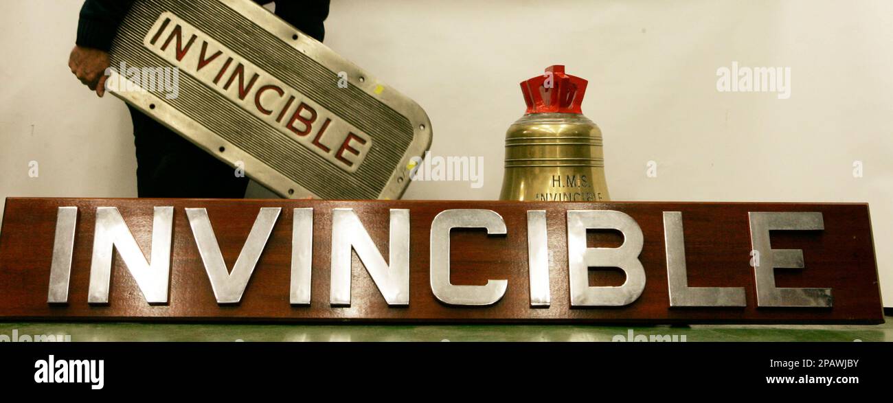 Items from the Royal Naval aircraft carrier HMS Invincible, including ...