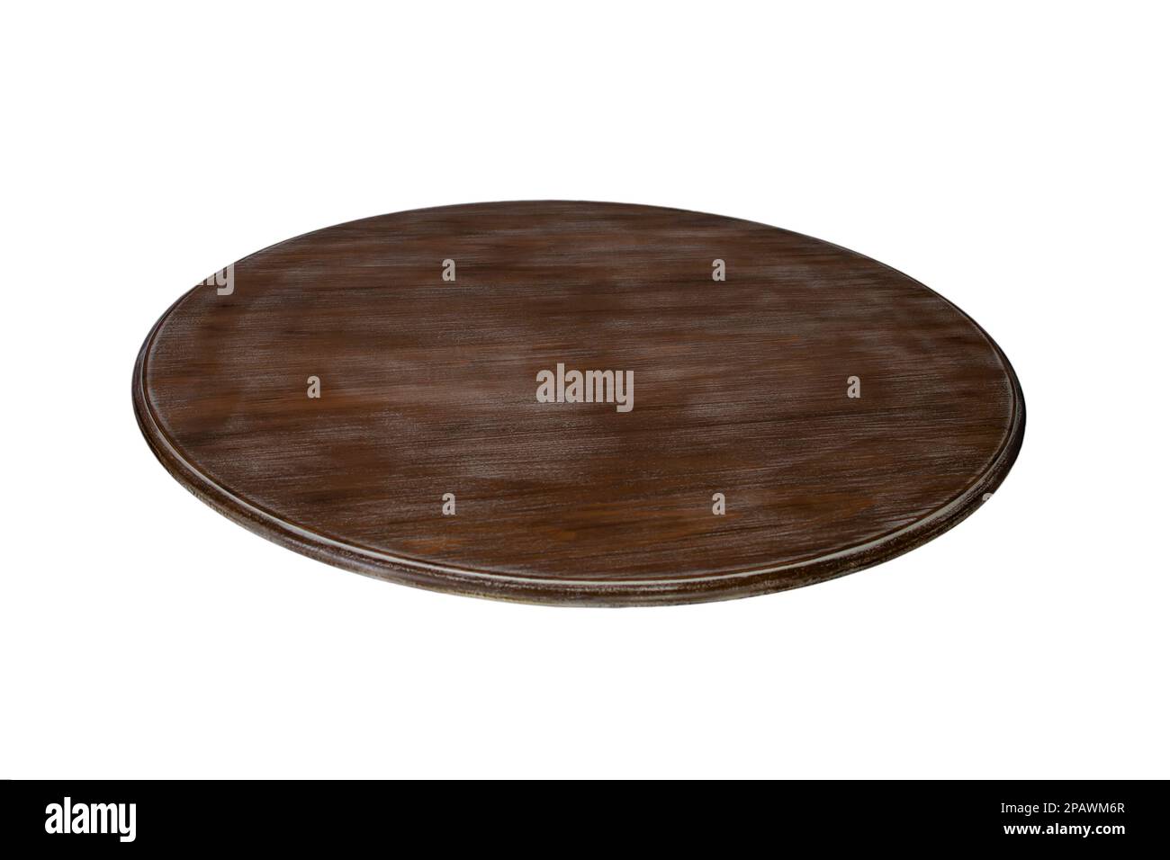 Round wooden table top, isolated on white background for product ...