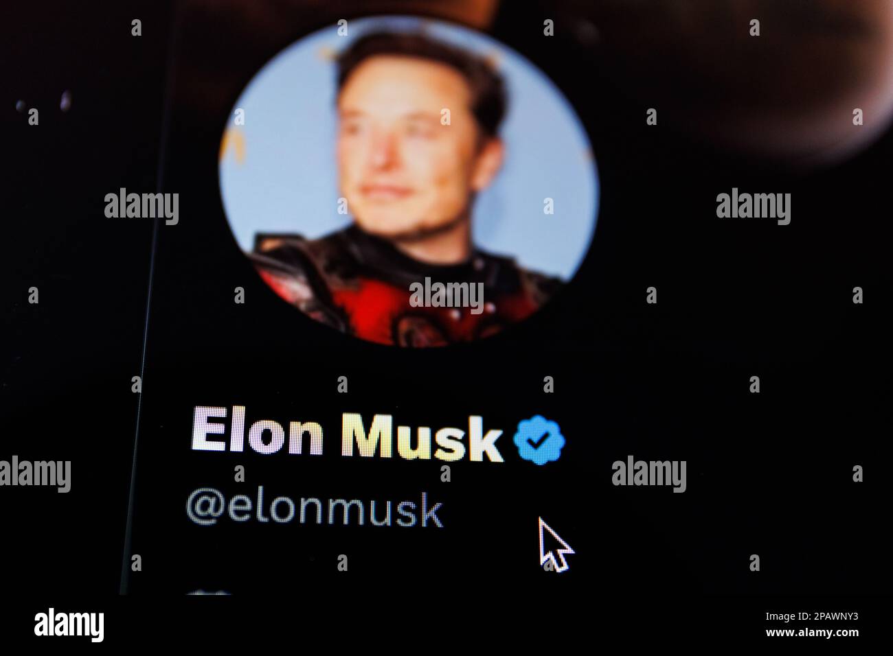 Kaunas, Lithuania - 2023, March 12: Elon Musk Twitter account on PC screen. Elon Musk is CEO of ...