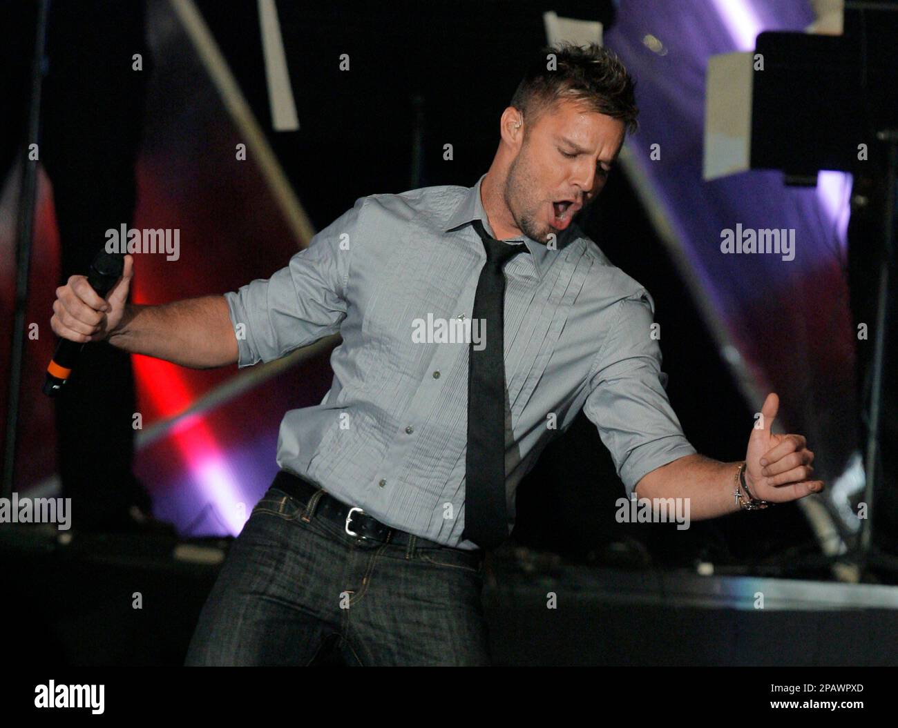 Ricky Martin is seen on stage as he pays tribute to Juan Luis Guerra at ...