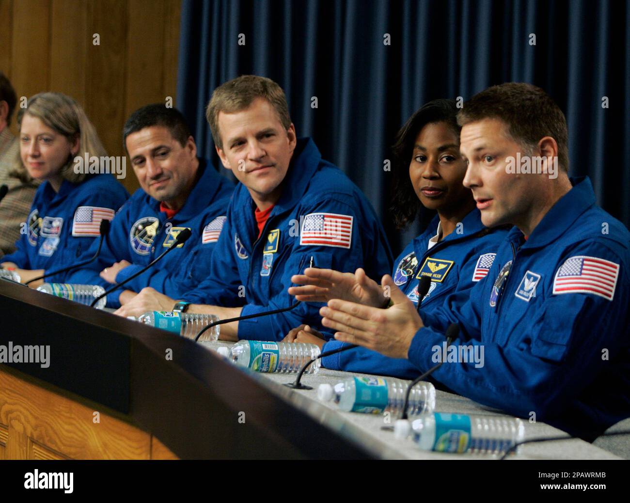 Space shuttle Discovery astronauts, from left, Commander Pamela Melroy ...