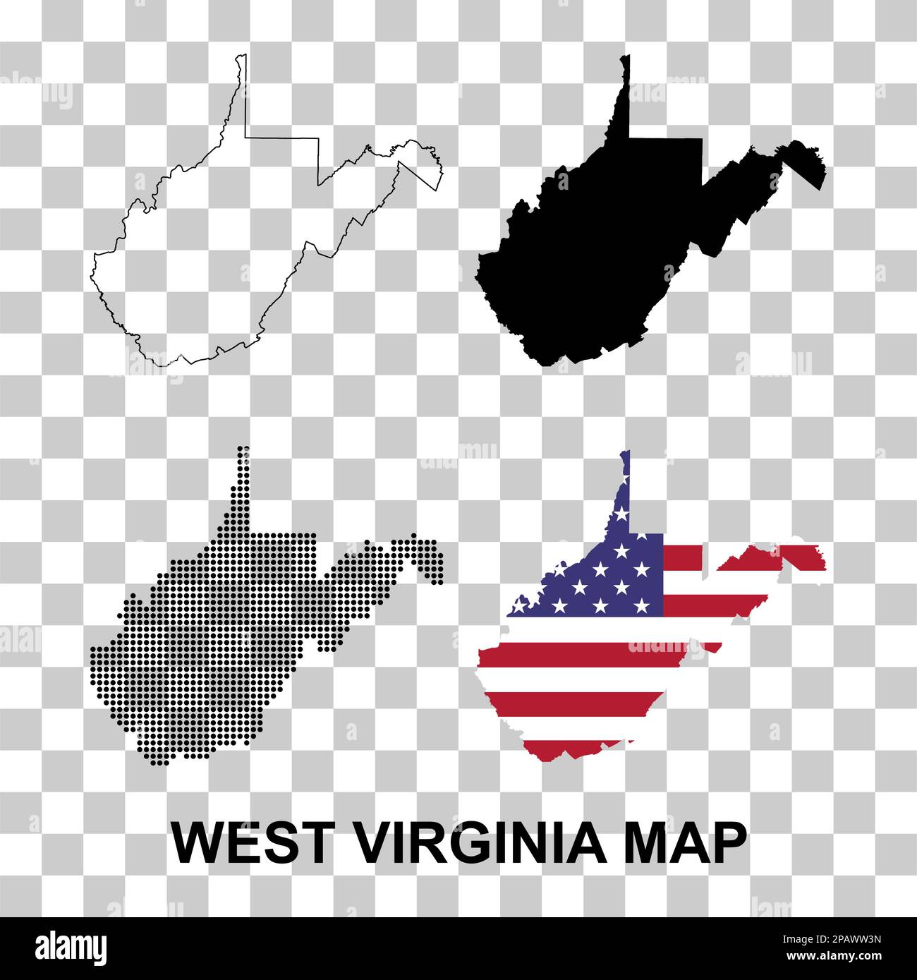 Set of West Virginia map shape, united states of america. Flat concept ...