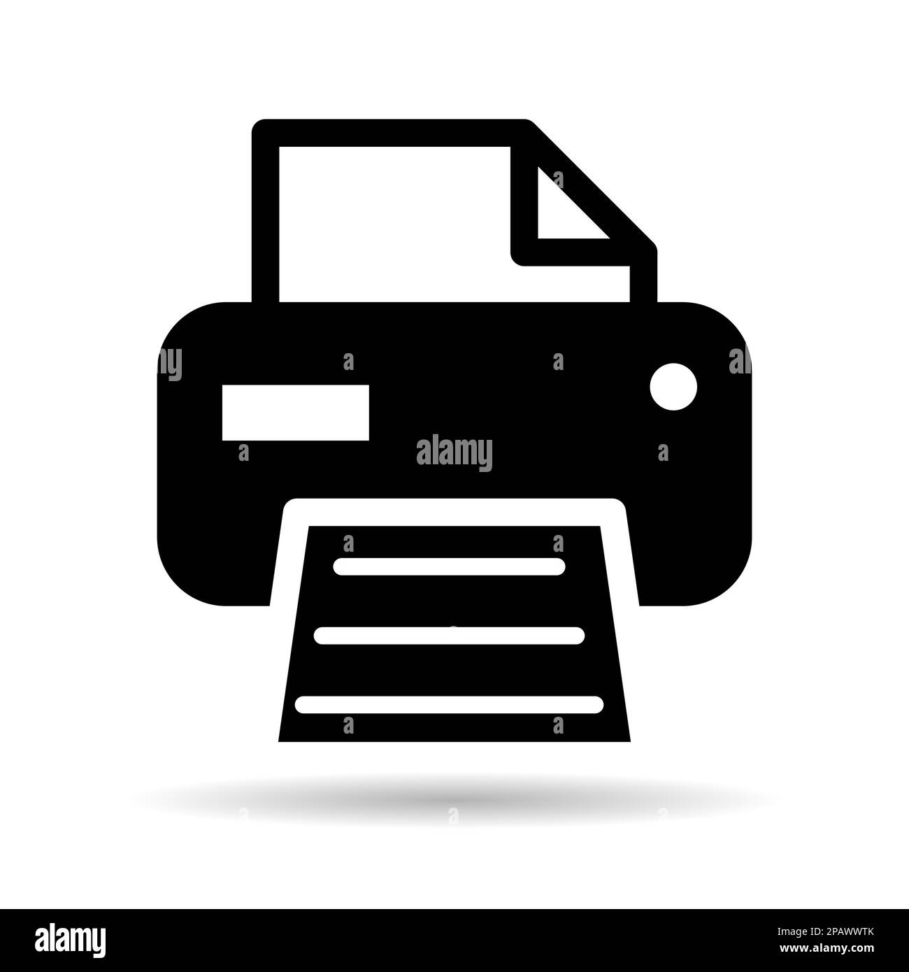 Printer document web shadow icon, printout machine technology flat sign ...