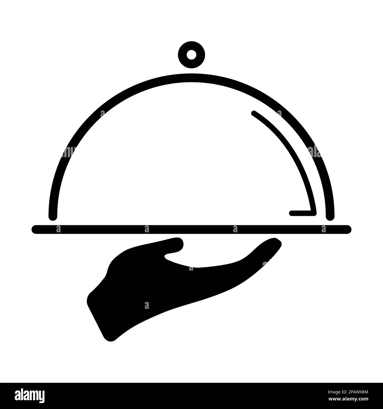 Waiter tray icon, dish menu restaurant web symbol, lunch design vector ...