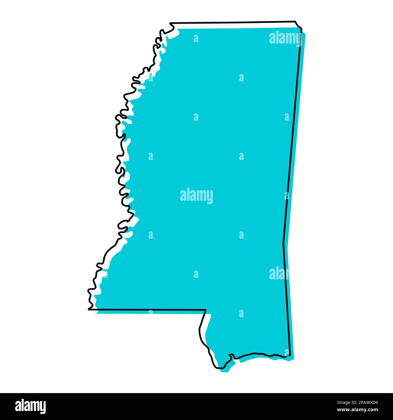 Mississippi map shape, united states of america. Flat concept icon ...