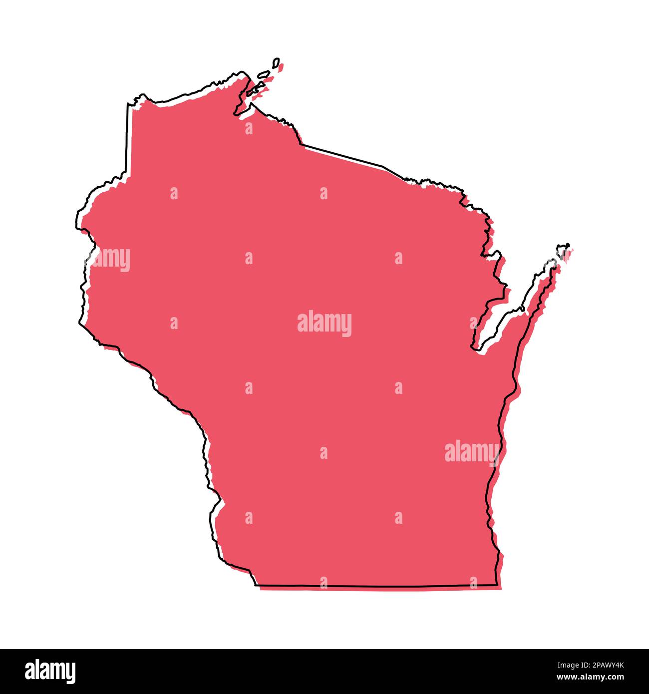 Wisconsin map shape, united states of america. Flat concept icon symbol ...