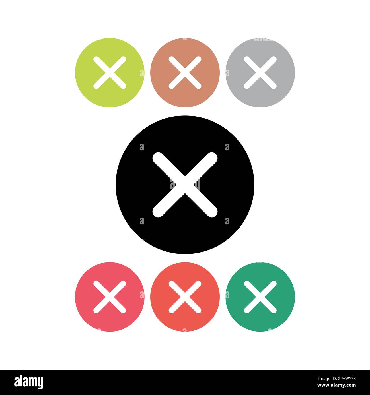 Set of Cross mark icon, X sign, simple error design vector illustration ...