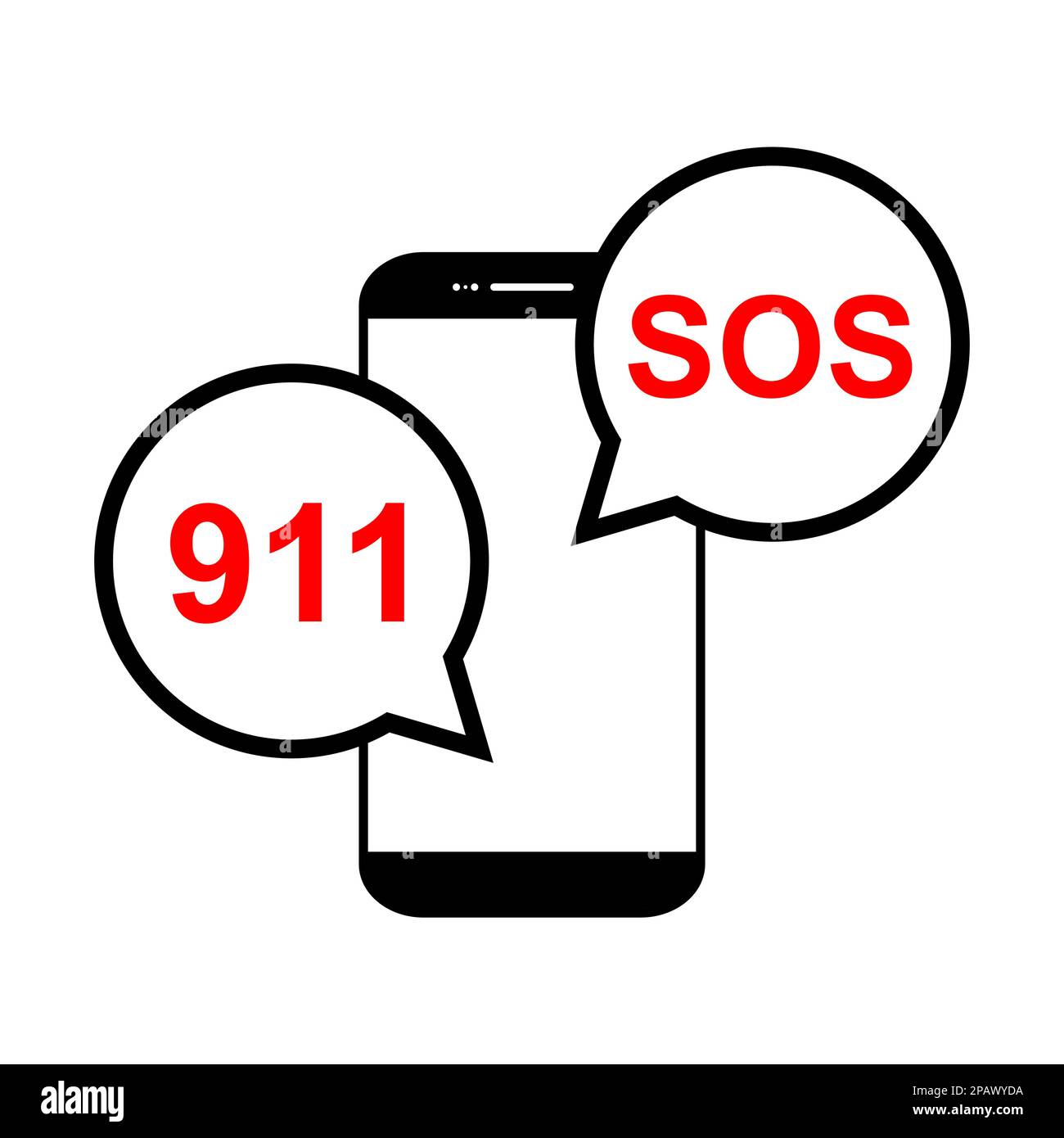 SOS help icon, safety support alert flat design, save vector ...