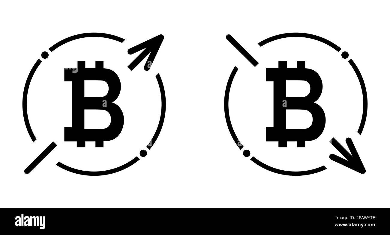 Set of cost symbol bitcoin increase and decrease icon. Money vector ...