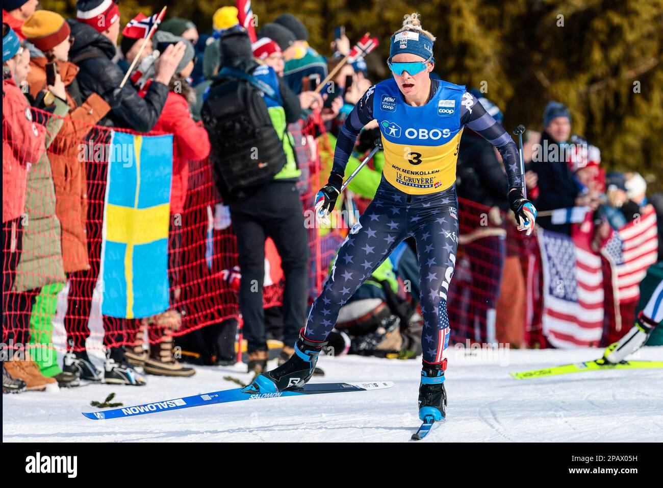 USA's Jessie Diggins in action during the women's under 50km at the ...