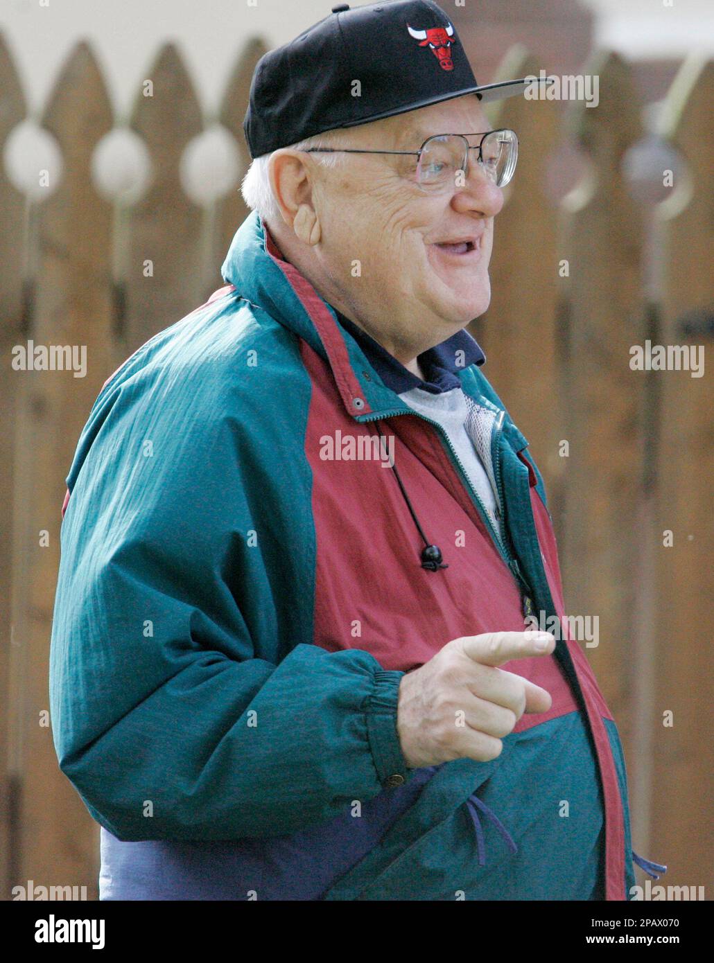 Former Illinois Gov. George Ryan talks with reporters outside his home ...