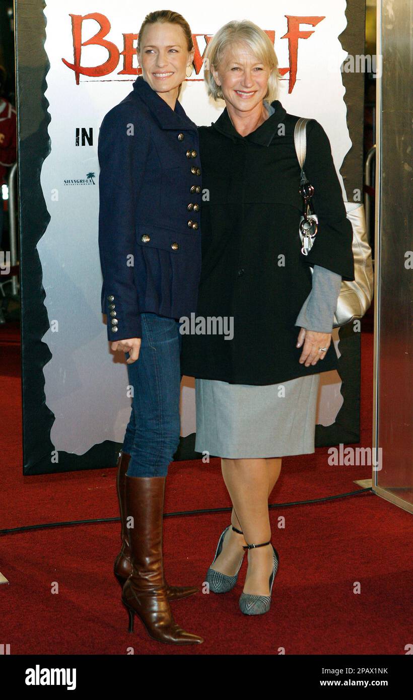 Robin Wright Penn, left, and Helen Mirren pose together at the premiere ...
