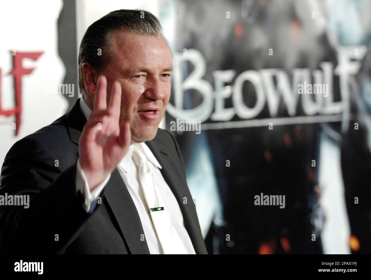 British actor Ray Winstone, a cast member in the film "Beowulf ...