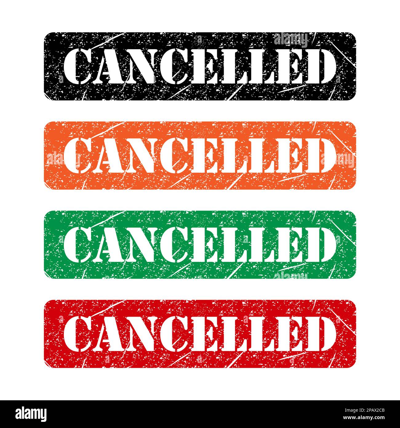 Set of Cancelled stamp symbol, label sticker sign button, text banner ...