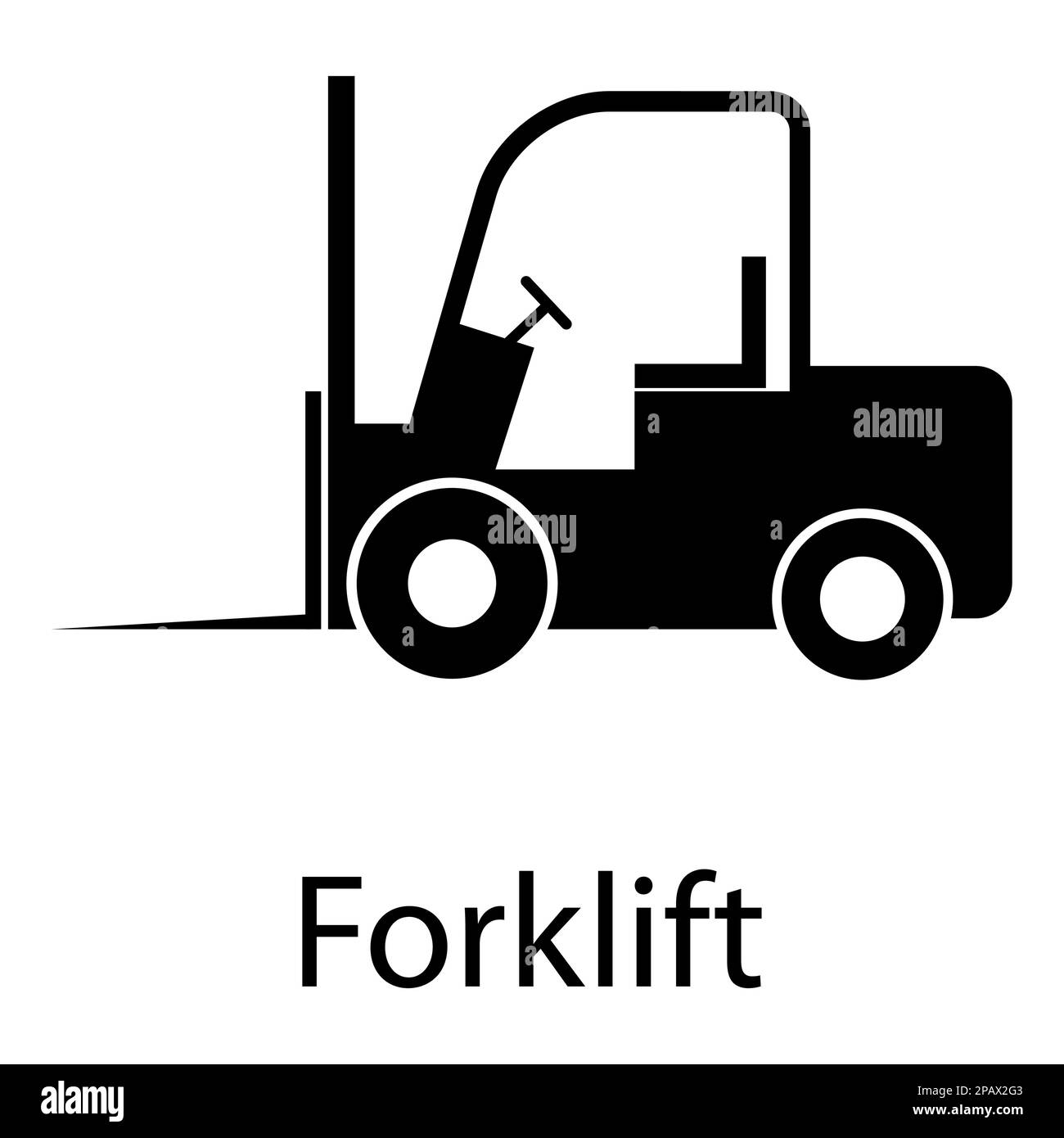 Forklift transport icon, industry vehicle machine symbol, fork truck ...
