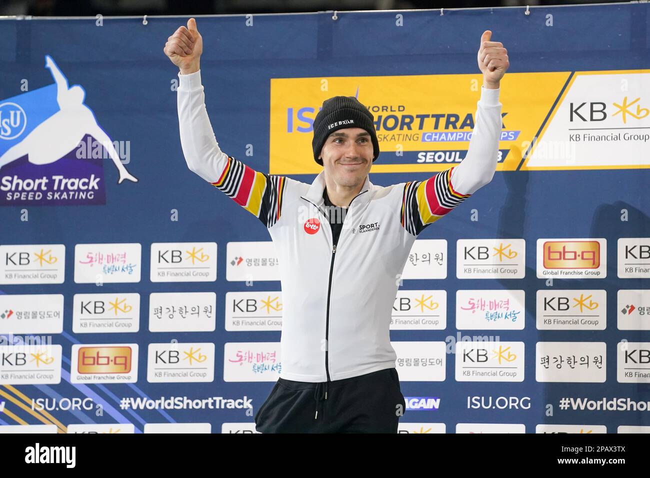 SEOUL, KOREA - MARCH 12: Stijn Desmet of Belgium during the podium ...