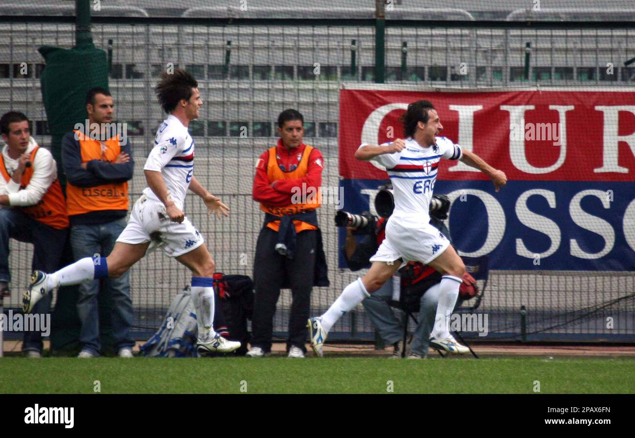 Sampdoria's Sergio Volpi celebrates after scoring during the Italian ...
