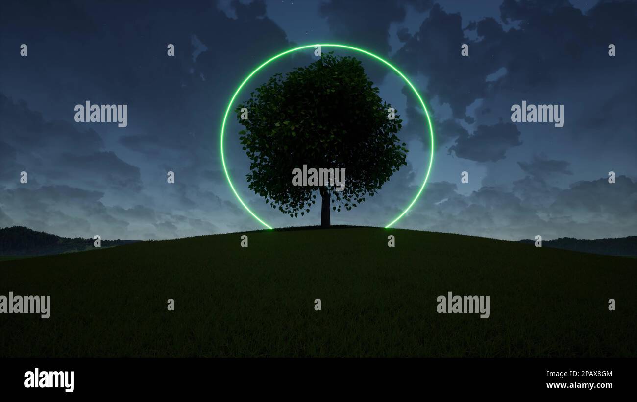 Color neon circle blink tree hi-res stock photography and images - Alamy