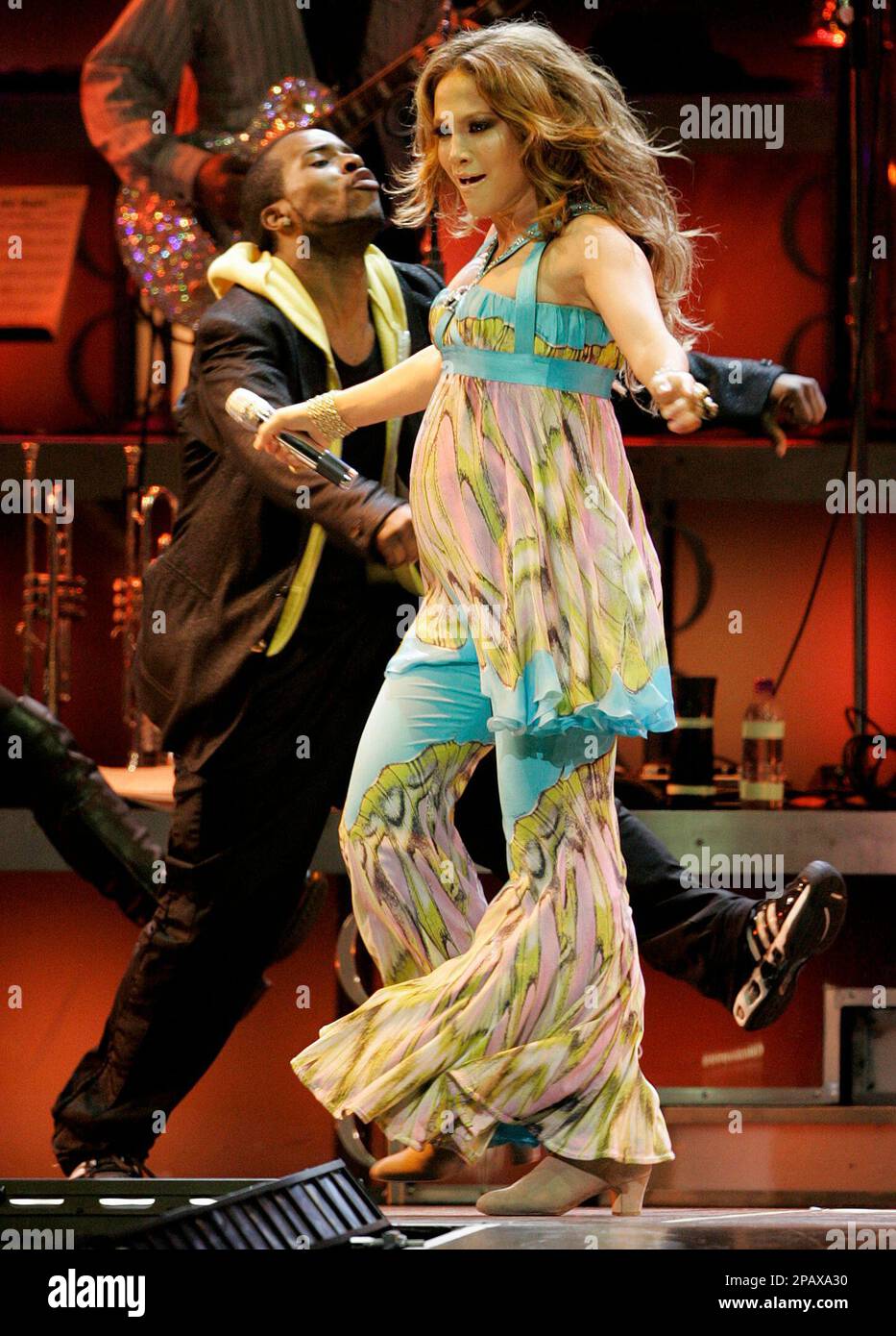 Jennifer Lopez performs while on a concert tour with her husband Marc ...